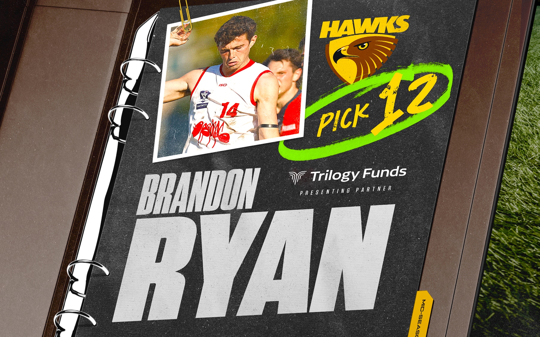 Hawks swoop on Brandon Ryan with Pick 12