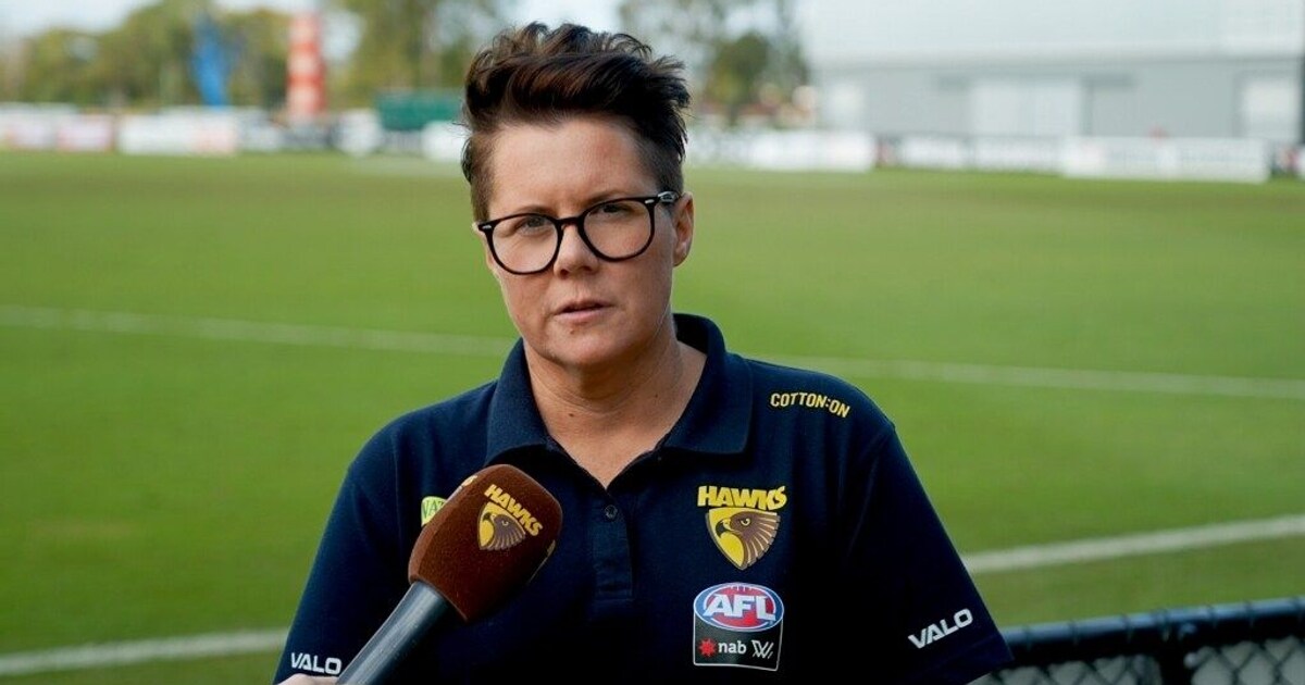Bec Goddard post practice match in Perth